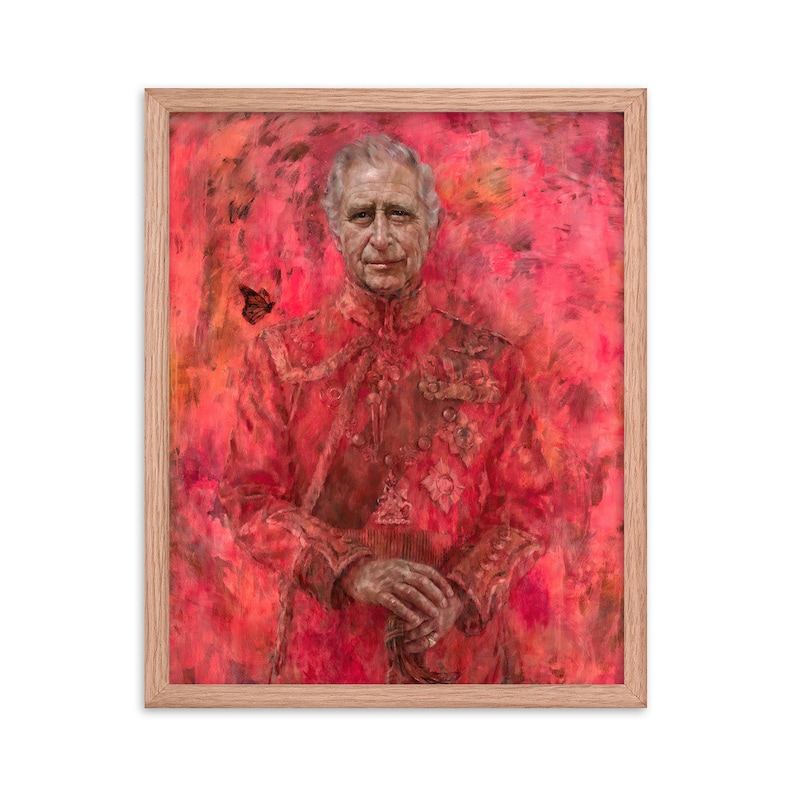 King Charles III Official Portrait red Painting by Jonathan Yeo Framed ...