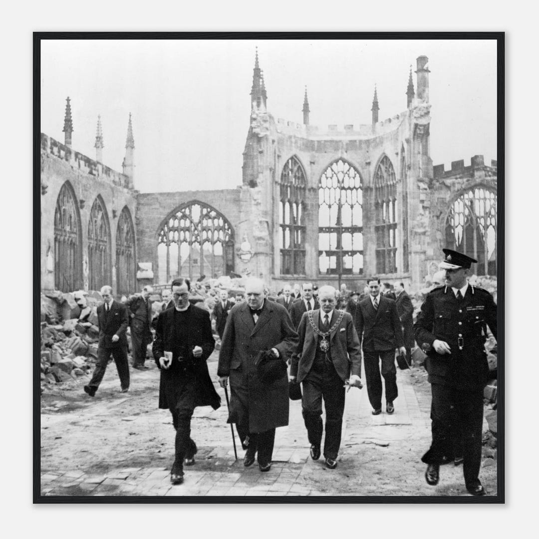 Winston Churchill at Coventry Cathedral Framed Poster - Etsy