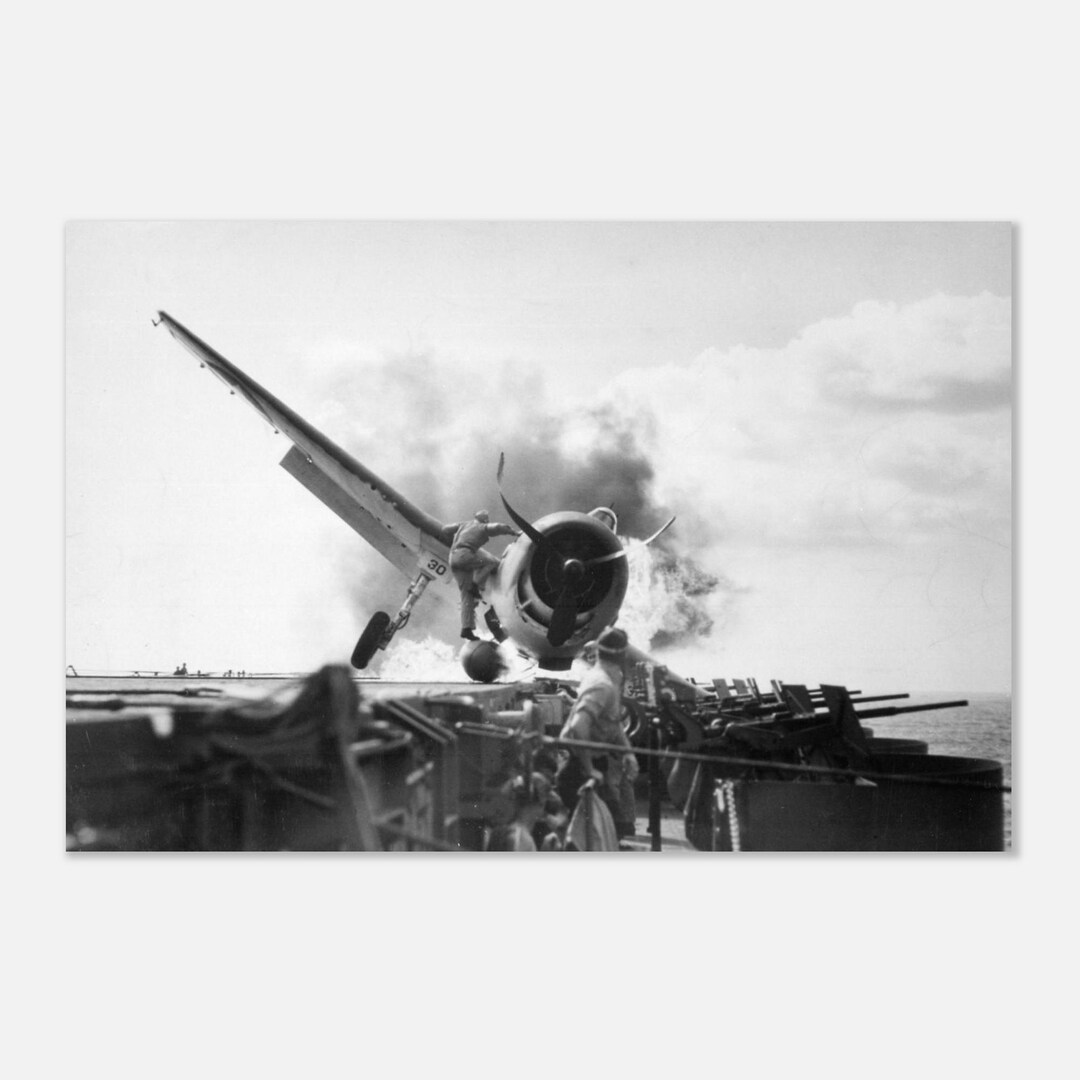 F6F Hellcat After Crash Landing on USS Enterprise Matte Poster - Etsy