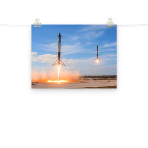 Spacex Falcon Heavy Side Boosters Landing Matte Poster - Etsy