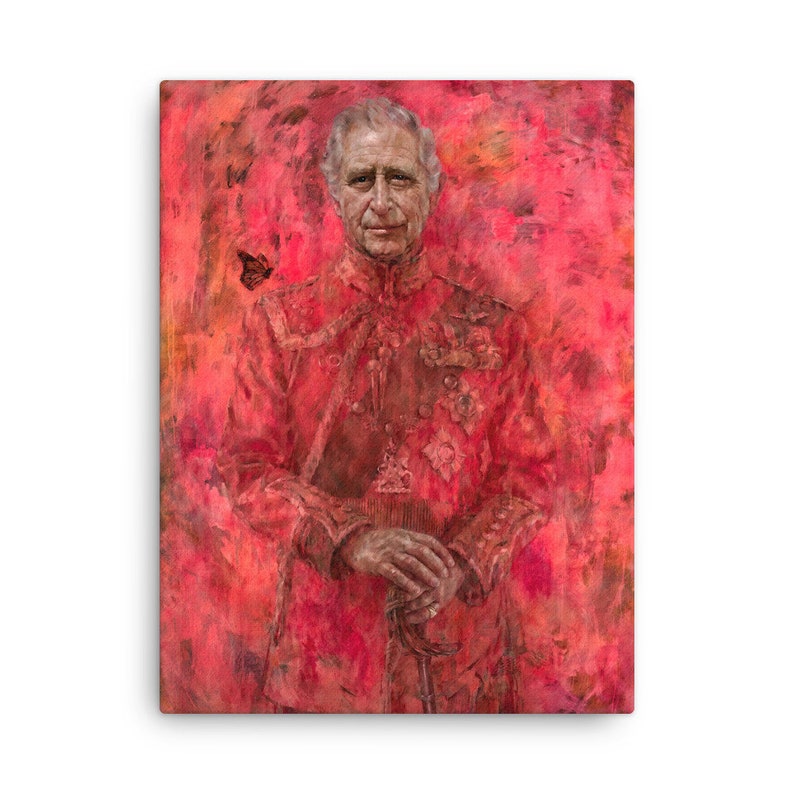 King Charles III Official Portrait red Painting by Jonathan Yeo Canvas ...