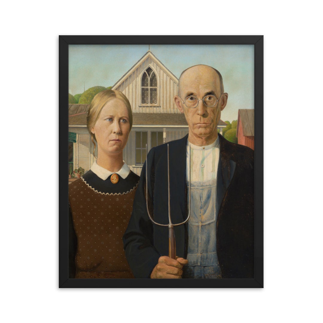American Gothic by Grant Wood Framed Poster - Etsy