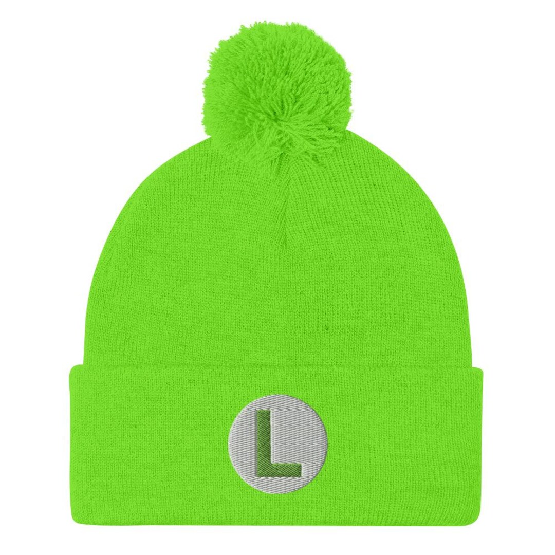 Green Luigi Logo Pom-pom Knit Cap/beanie - Etsy