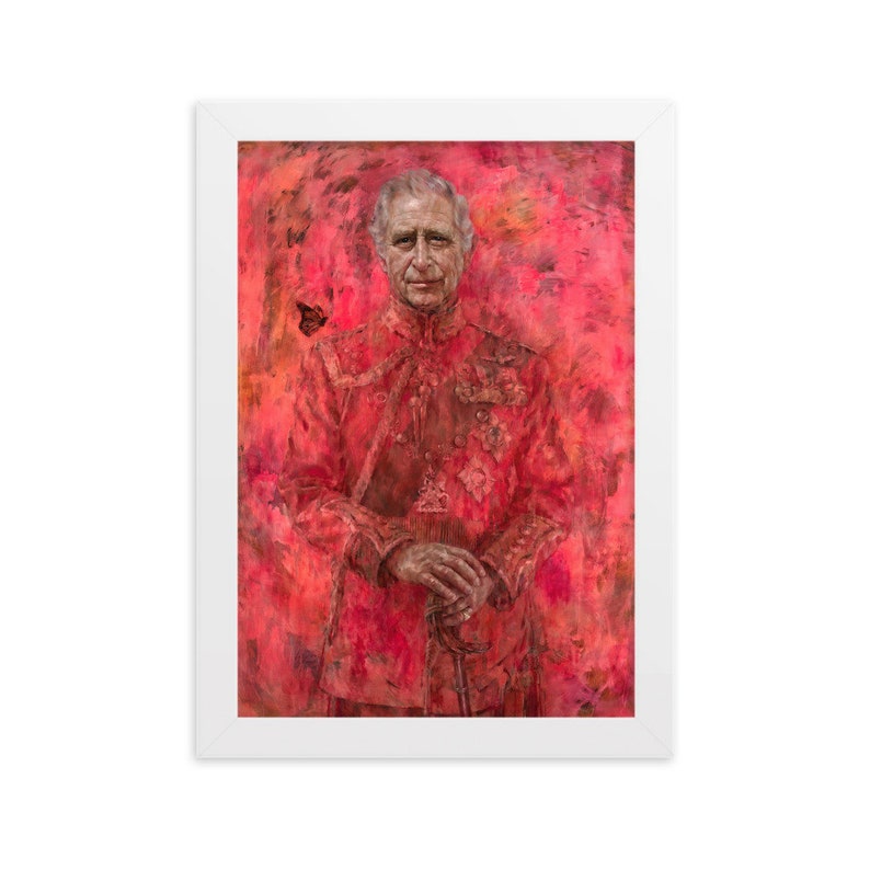 King Charles III Official Portrait red Painting by Jonathan Yeo Framed ...