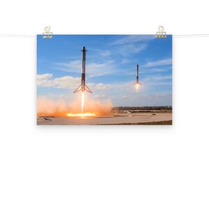 Spacex Falcon Heavy Side Boosters Landing Matte Poster - Etsy