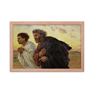 Peter and John Running to the Tomb by Eugene Burnand Framed Poster - Etsy