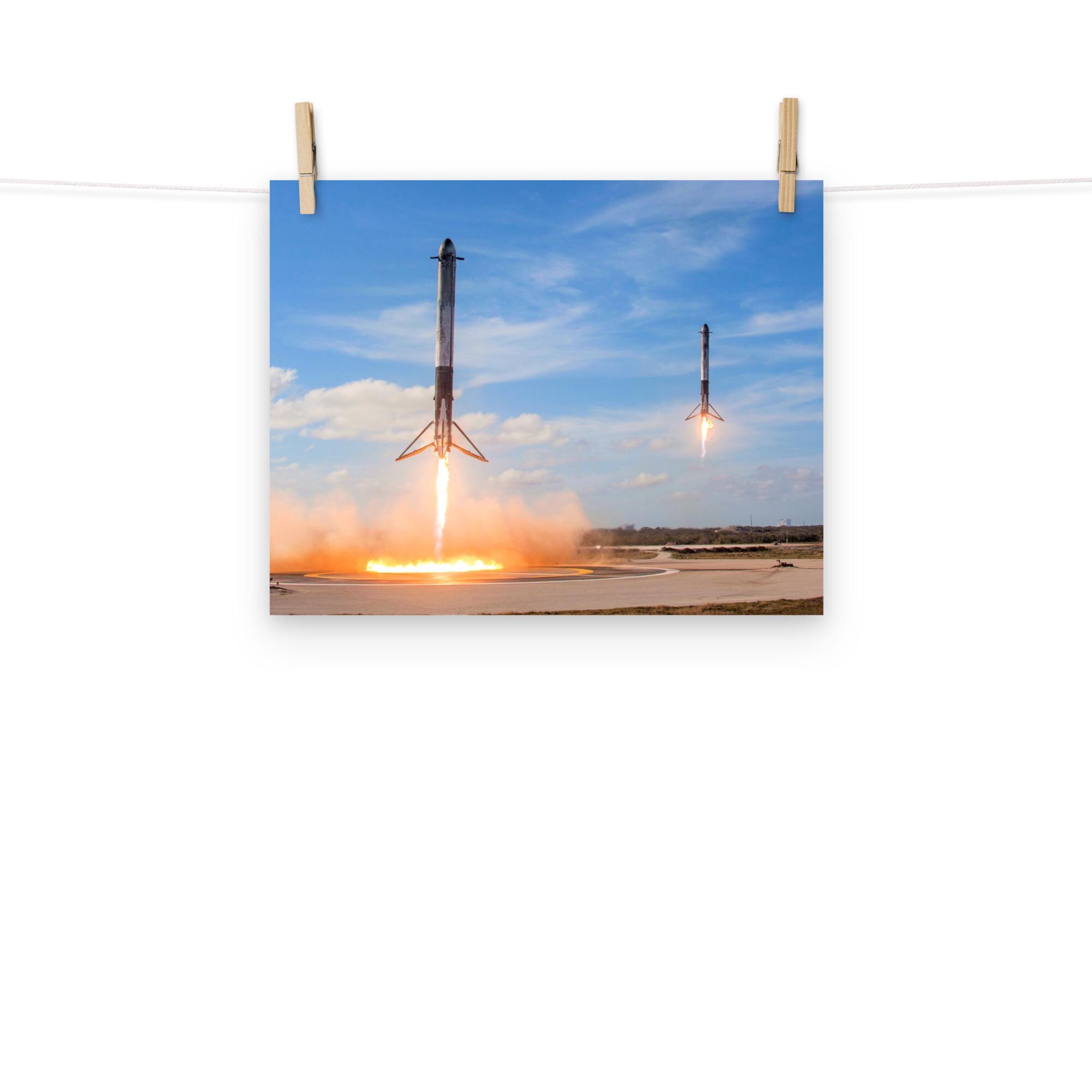 Spacex Falcon Heavy Side Boosters Landing Matte Poster - Etsy