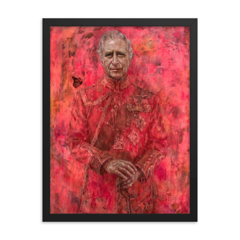 King Charles III Official Portrait red Painting by Jonathan Yeo Framed ...