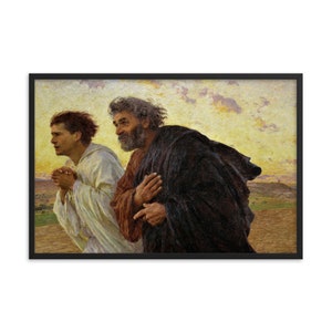 Peter and John Running to the Tomb by Eugene Burnand Framed Poster - Etsy
