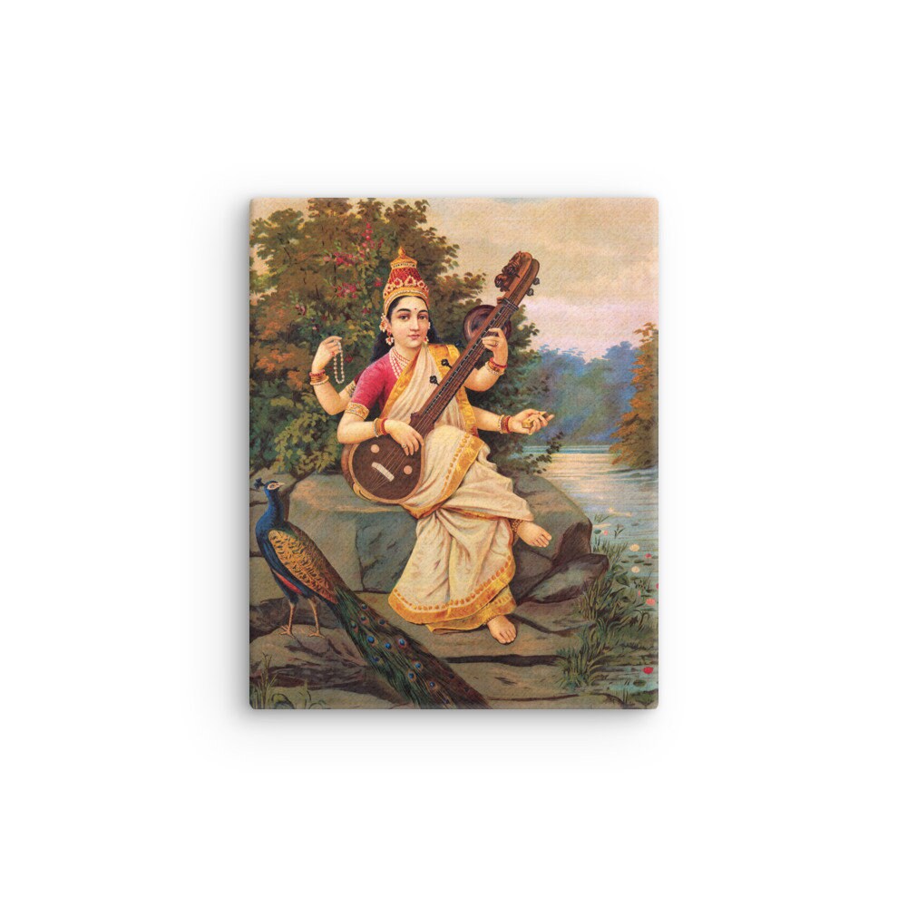 Goddess Saraswati by Raja Ravi Varma Canvas - Etsy