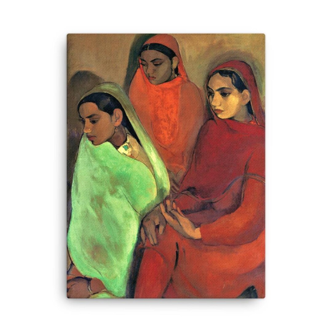 Three Girls by Amrita Sher-gill Canvas - Etsy