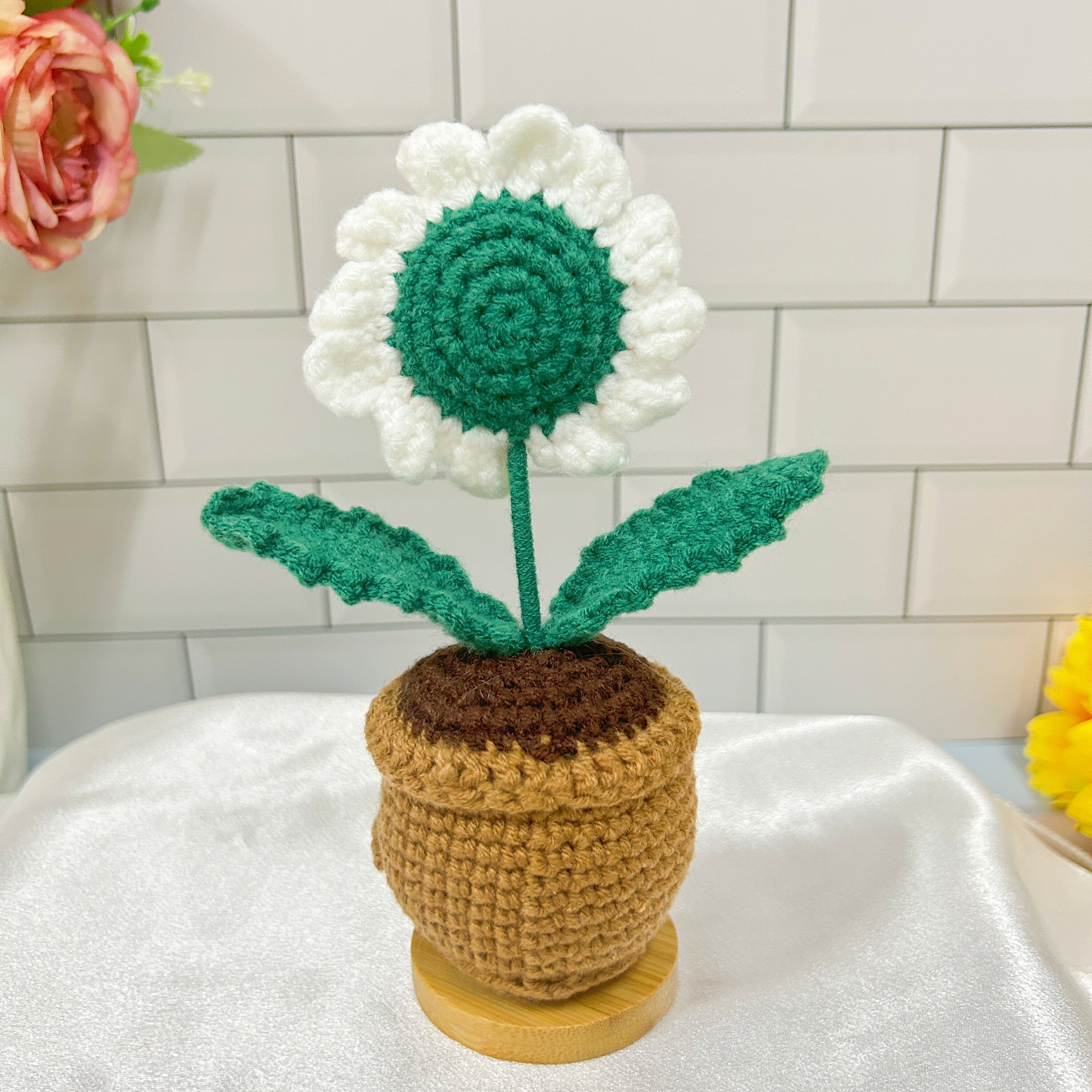 Emotional Support Gifts-handmade Crochet Sunflower Pot Plant Caring ...