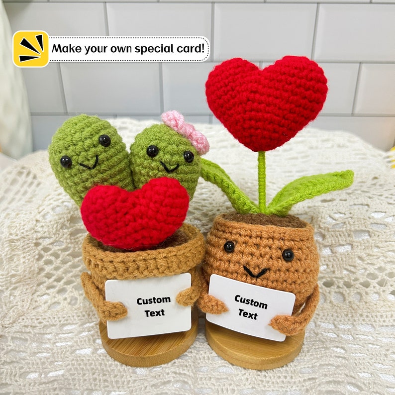 Crochet Emotional Support Succulent/heart Plants Caring Gifts,handmade ...