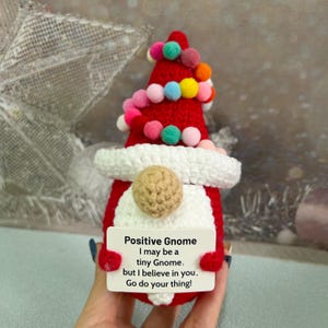 Crochet Positive Gnome / Emotional Support Plant, Christmas Gift ...