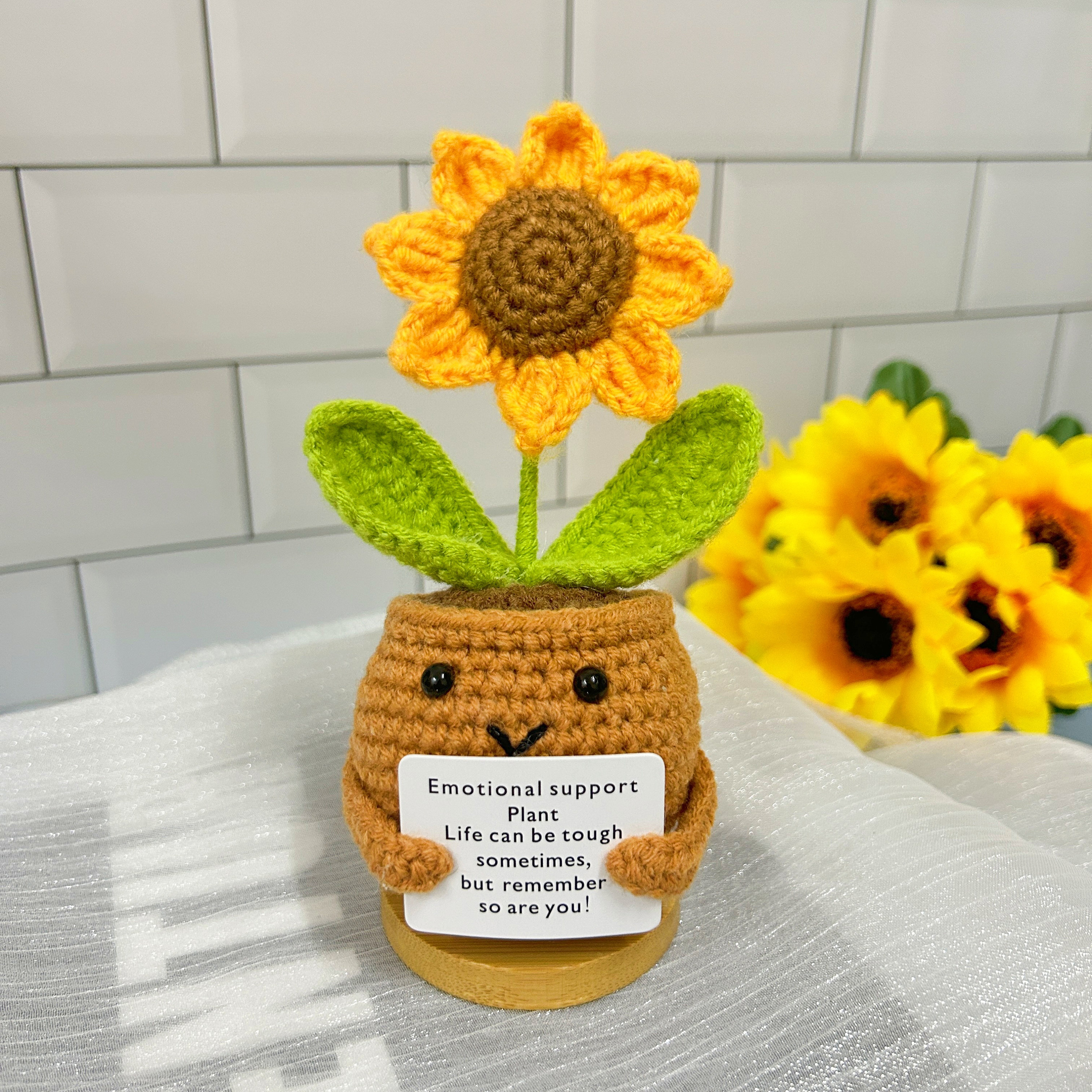 3PCS Crochet Sunflower/daisy/succulent Pot,emotional Support Plant ...