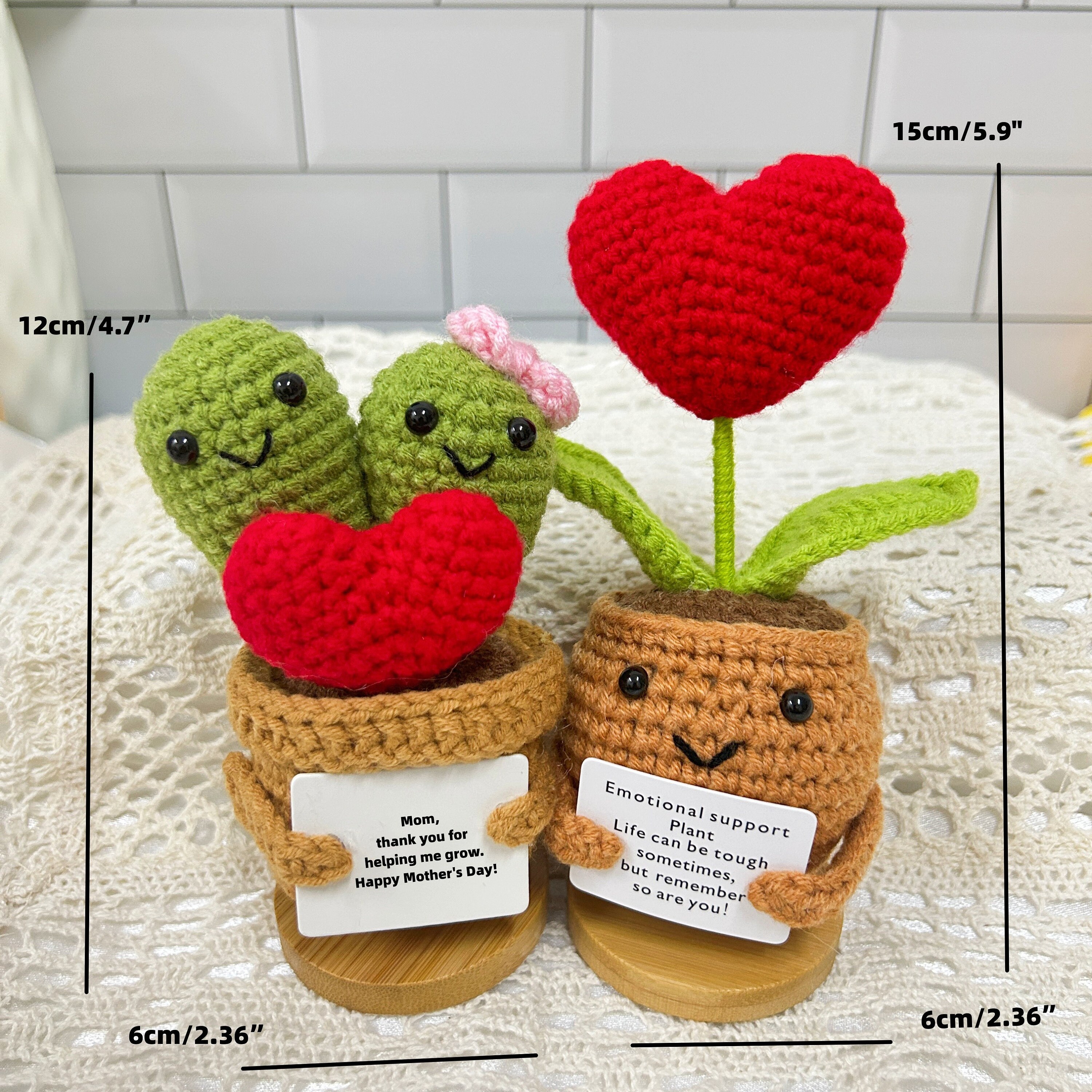 Crochet Emotional Support Succulent/heart Plants Caring Gifts,handmade ...