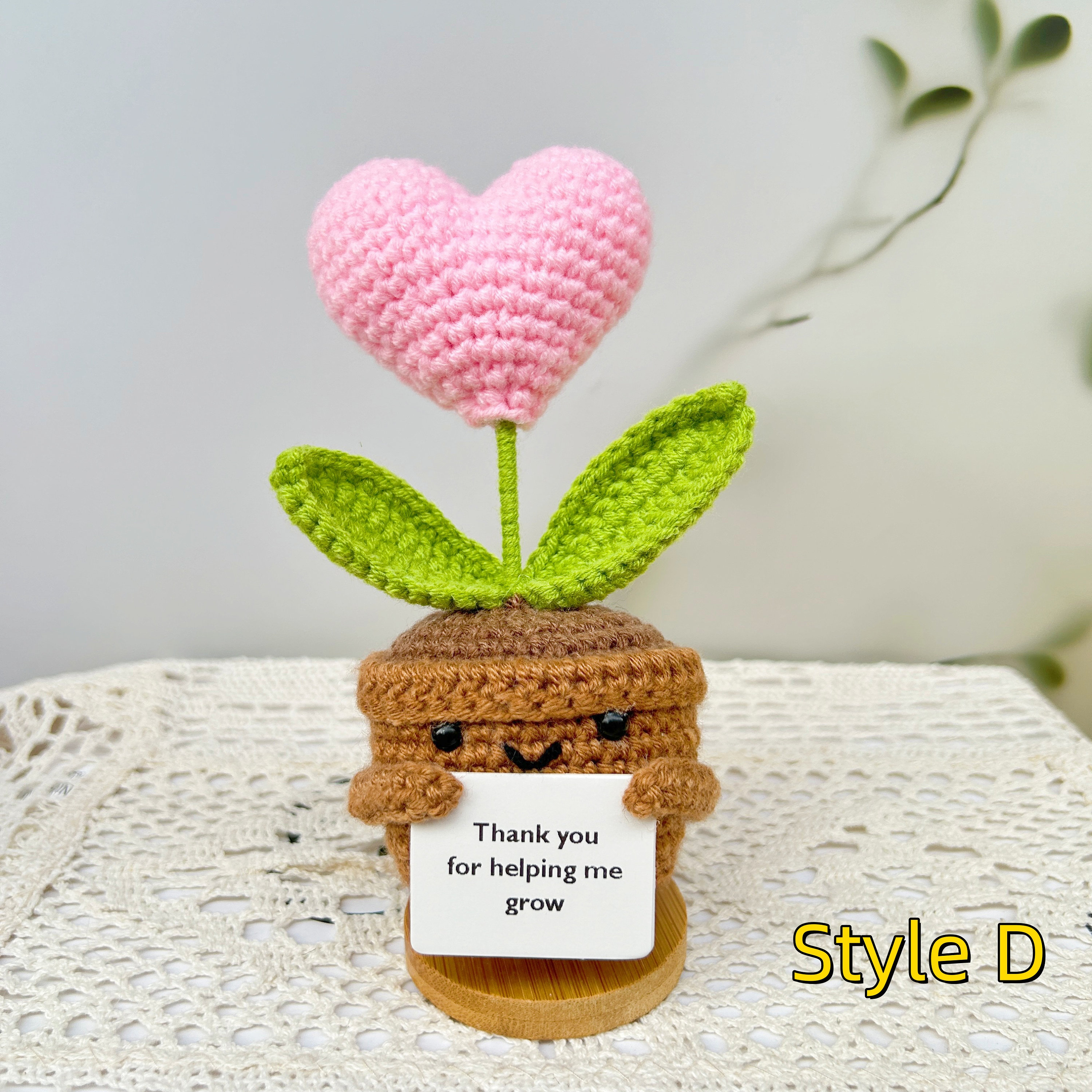 Handmade Crochet Sunflower/daisy/heart Flower Shaped Potted-emotional ...