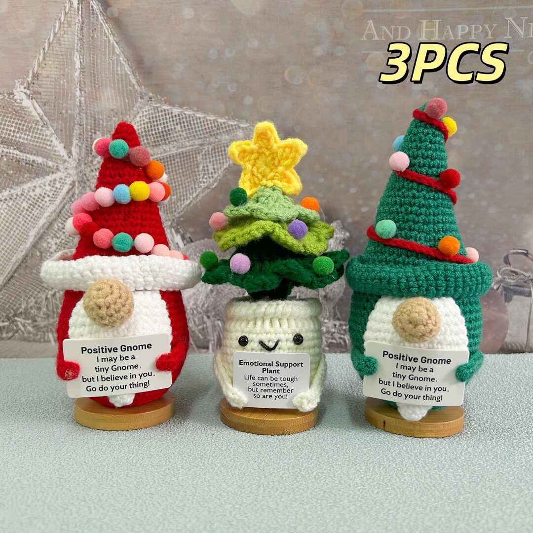 Crochet Positive Gnome / Emotional Support Plant, Christmas Gift ...