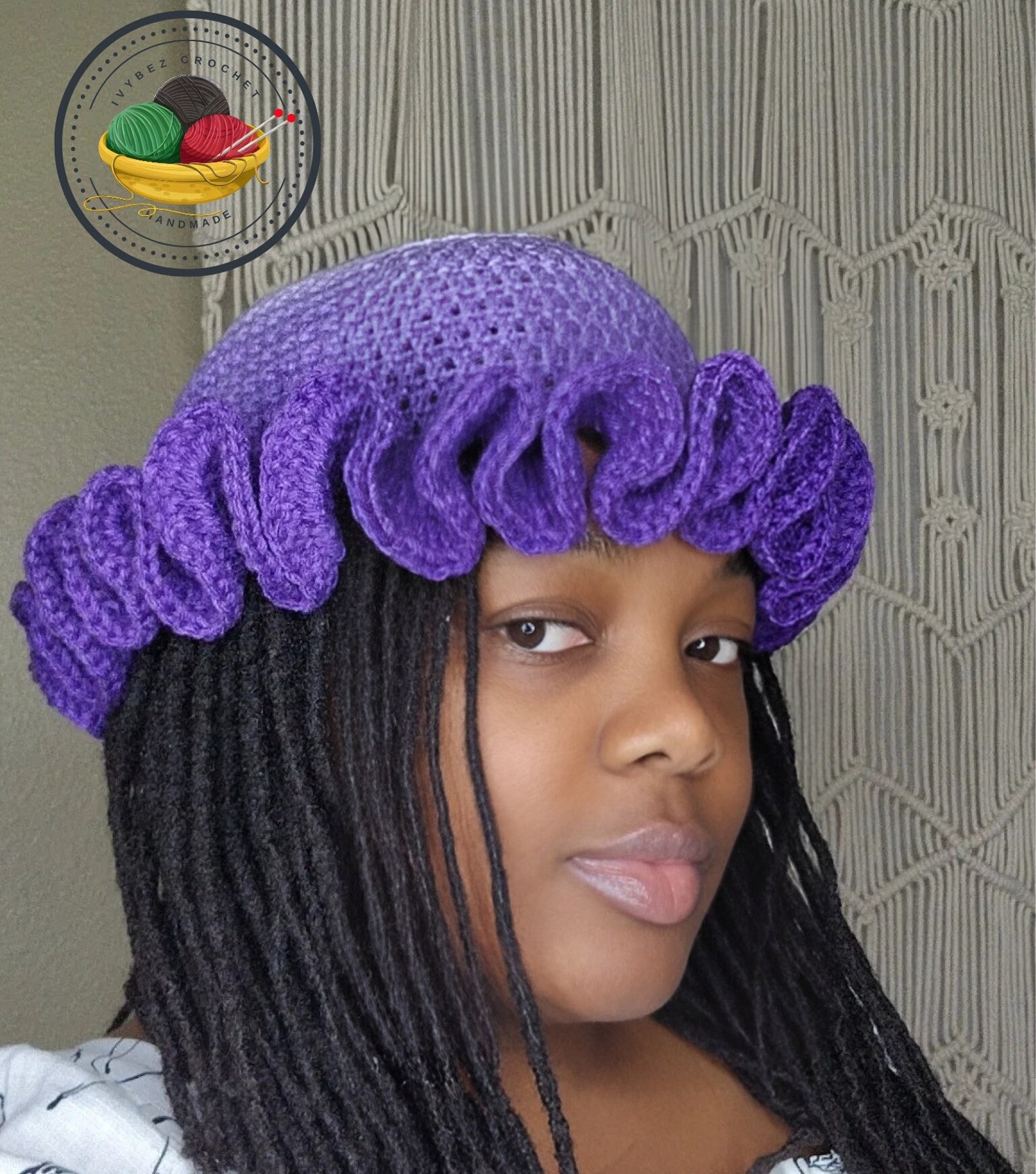 Ombre Violet Crochet Bucket Hat With Ruffles - Etsy