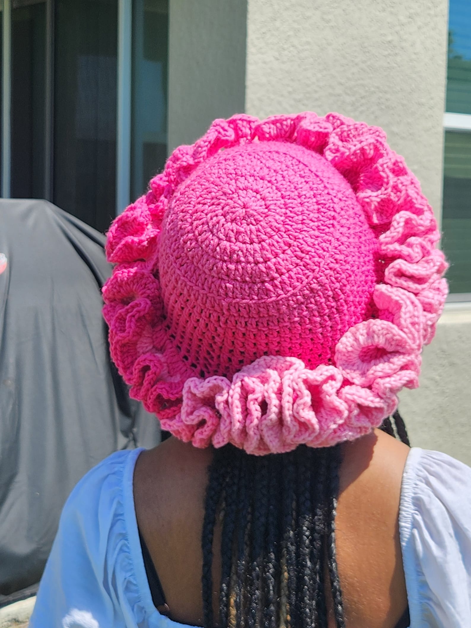 Ombre Pink Crochet Bucket Hat With Ruffles - Etsy