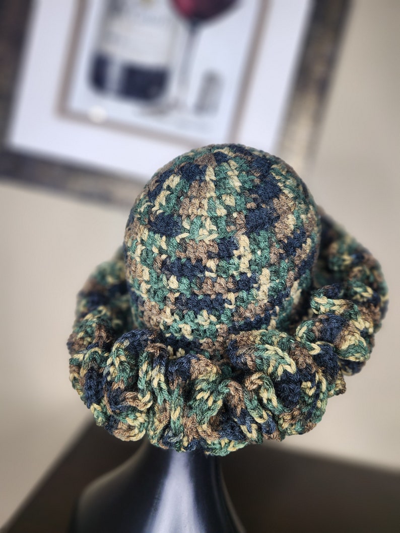 Camouflage Crochet Bucket Hat With Ruffles - Etsy