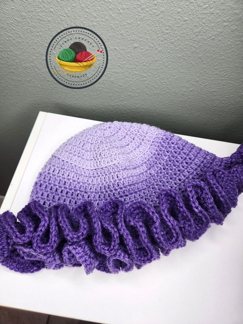 Ombre Violet Crochet Bucket Hat With Ruffles - Etsy