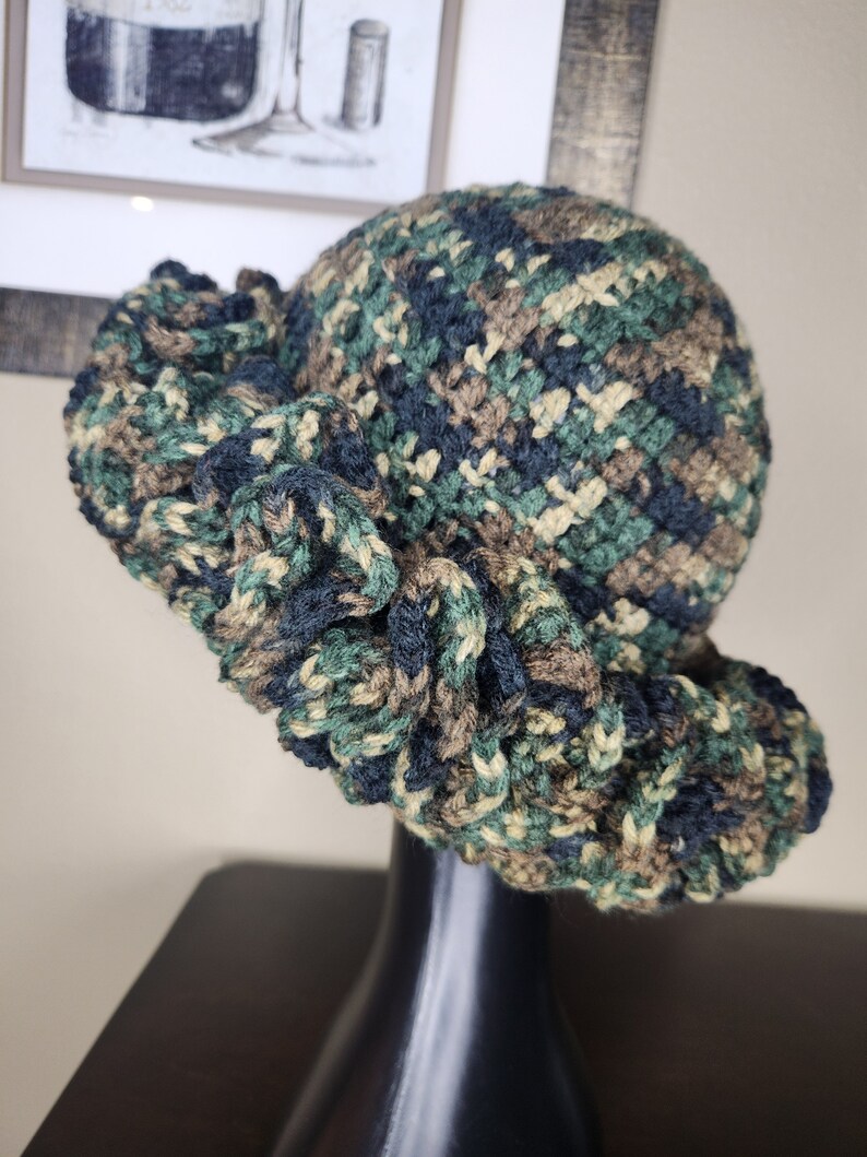 Camouflage Crochet Bucket Hat With Ruffles - Etsy