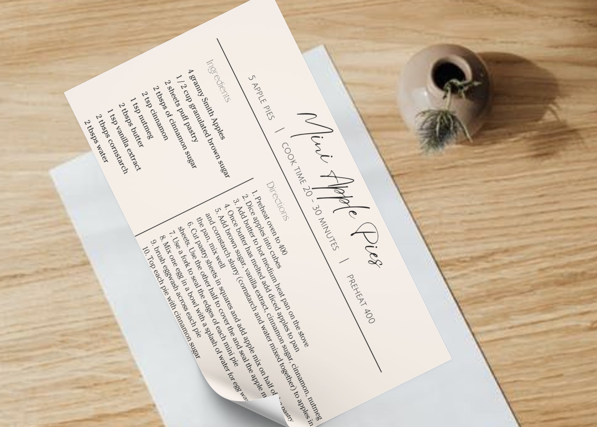 Editable Recipe Card Template, Minimalist Recipe Card, Diy Recipe Card ...