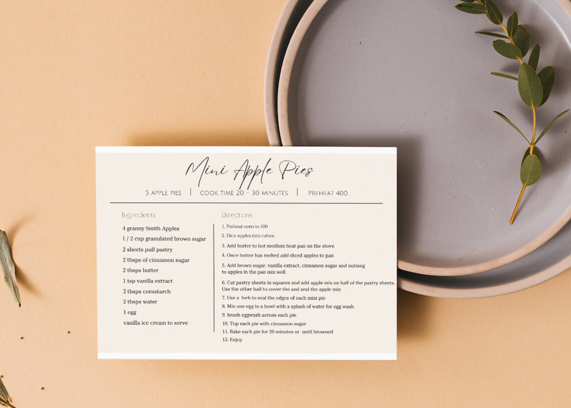 Editable Recipe Card Template, Minimalist Recipe Card, Diy Recipe Card ...