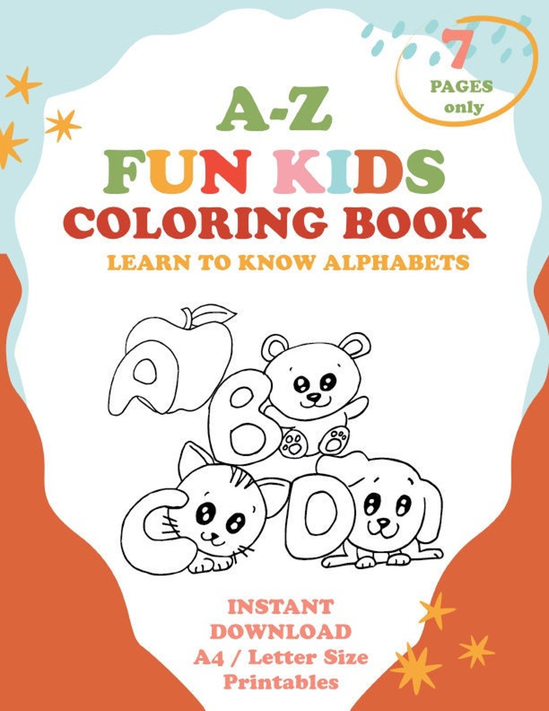 Educational Coloring Book - Instant Download, Alphabet Adventure - Etsy