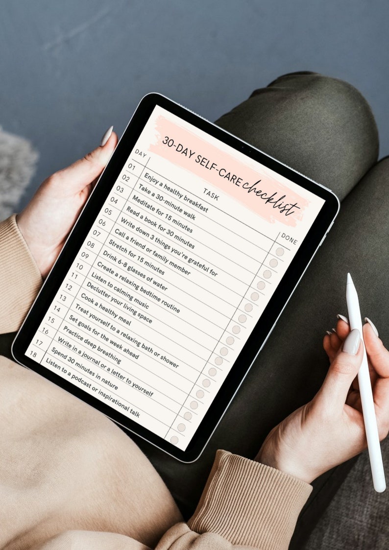 Self-care 30 Days Checklist Digital Download, Self-love Habit Creating ...