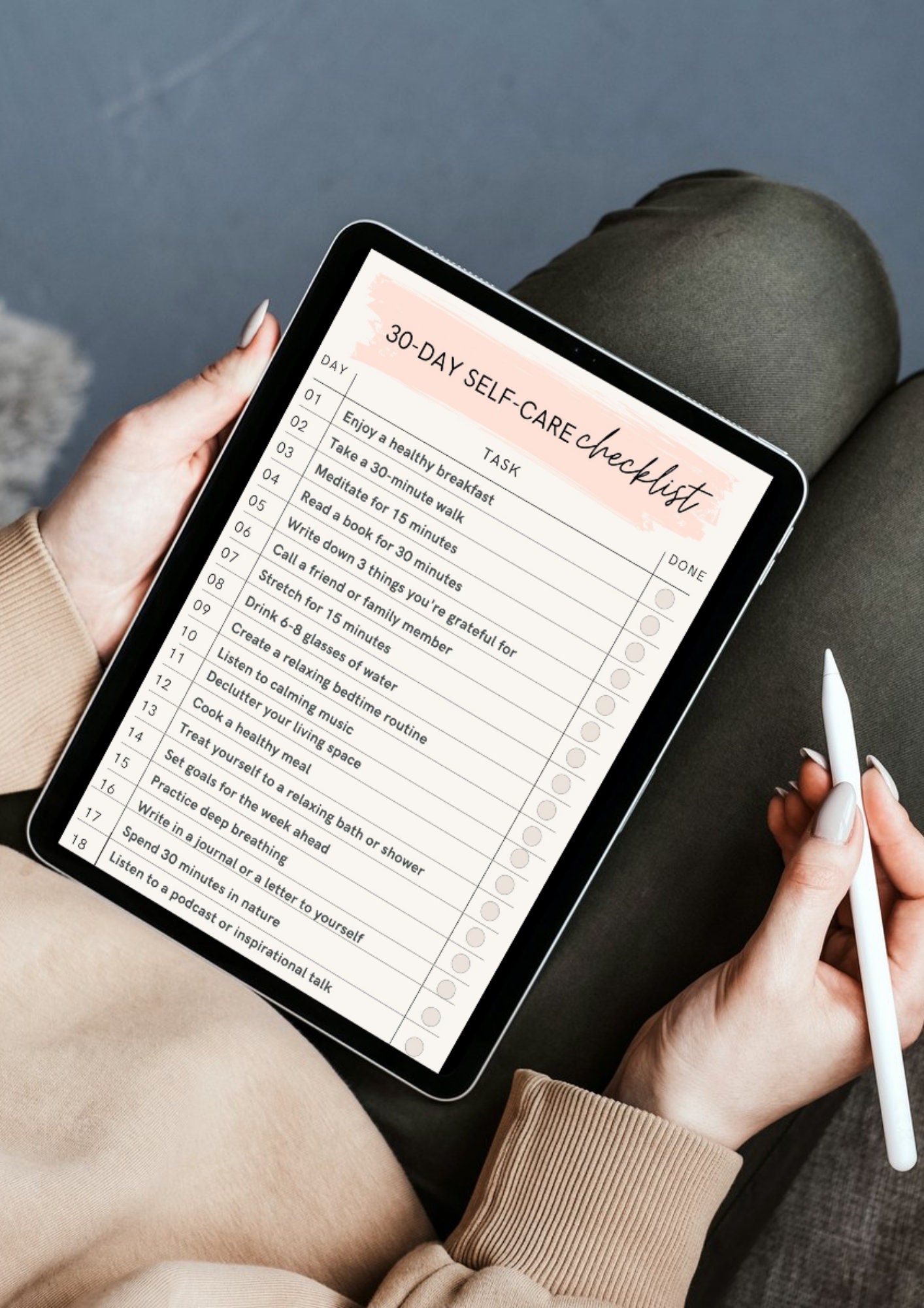 Self-care 30 Days Checklist Digital Download, Self-love Habit Creating ...