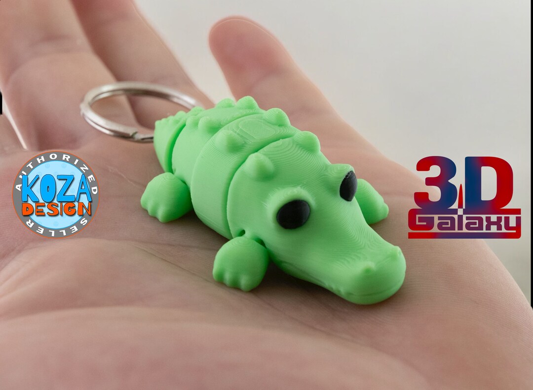 3D Printed Alligator Keychain | Realistic Crocodilian Figurine Keyring ...