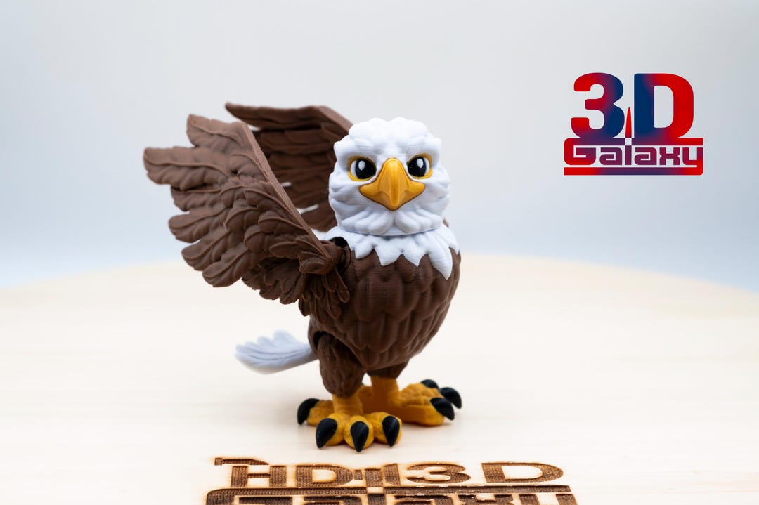 3D Printed Articulated Bald Eagle Figurine | Poseable Wildlife Toy ...