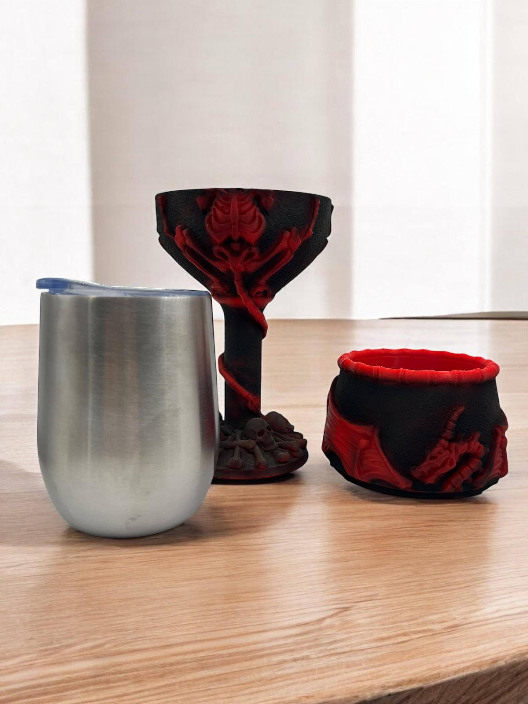 Hand-painted 3D Printed Dragon Goblet With Thermal Cup Set Unique ...