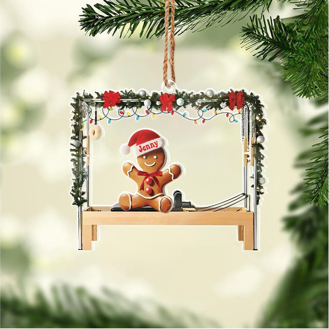 Personalized Pilates Gingerbread Girl Ornament, Pilates Reformers ...