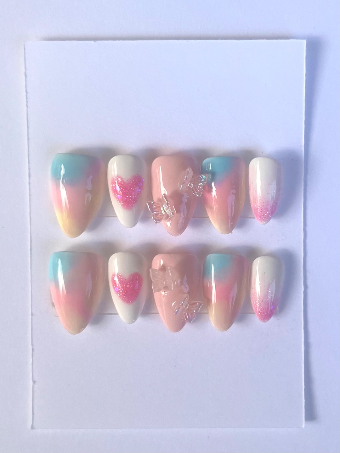 Lover Era Taylor Swift Eras Tour Press-on Nails Butterflies Pink Blue ...