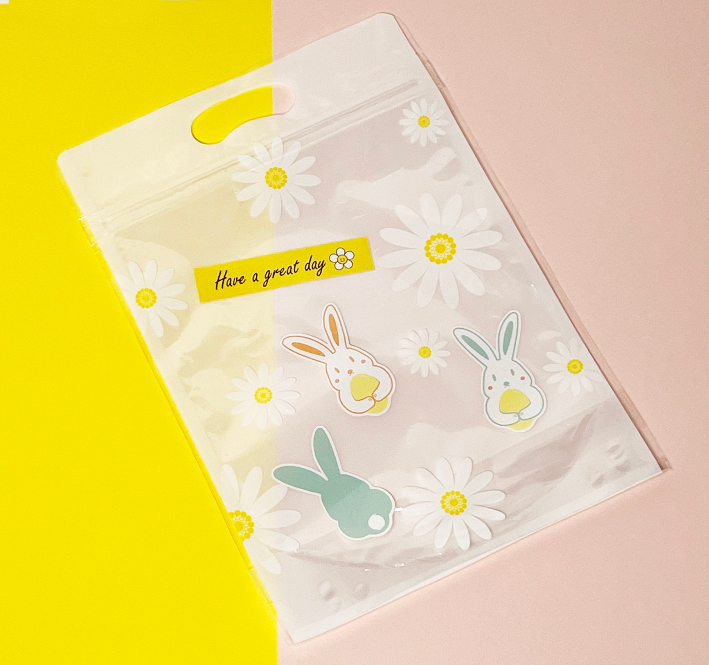 25 Daisy Clear Bags / Stand-up Pouch With Handle / Flat Bottom / Gift ...
