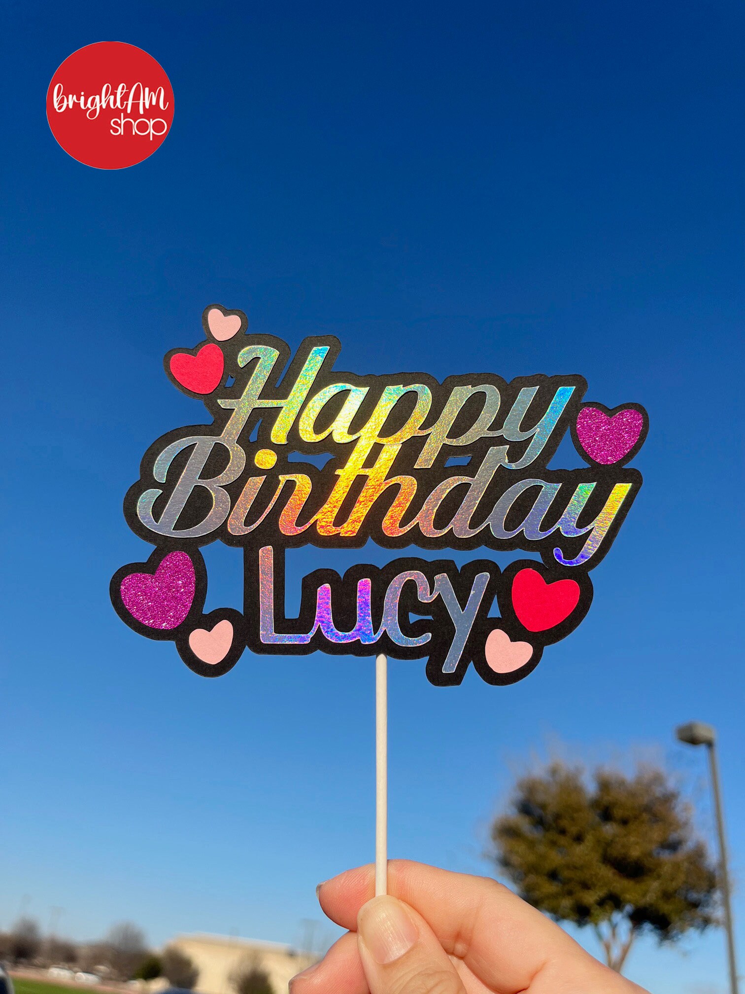 Happy Birthday Cake Topper / Custom Cake Topper / Holographic Foil Cake ...