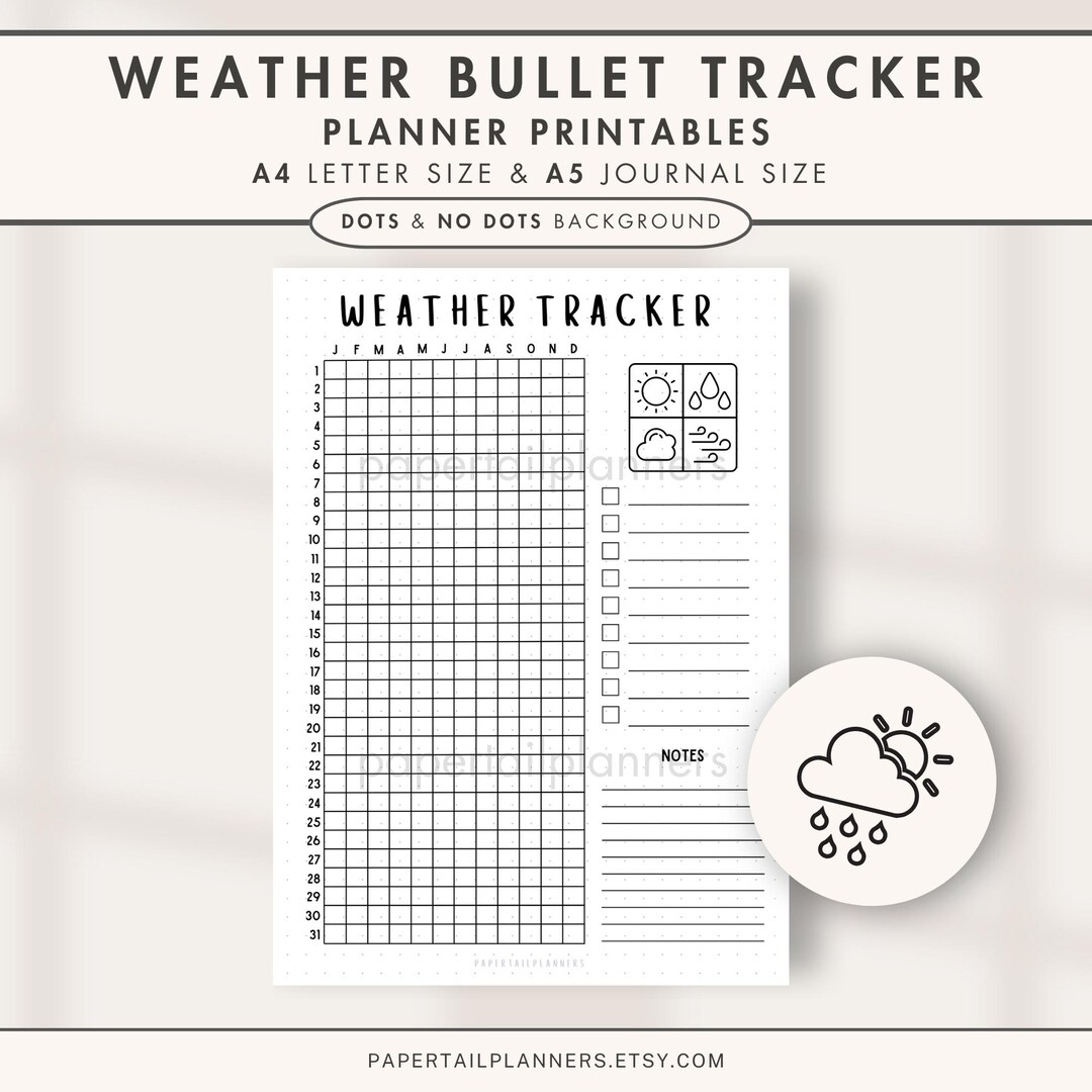 Weather Tracker Printable Journal Page Planner Page Daily Tracker ...