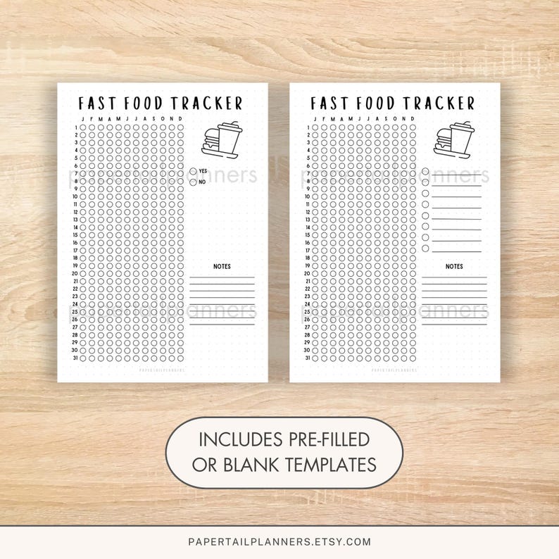 Fast Food Tracker | Printable Journal Page | Food Log | Eating Tracker ...
