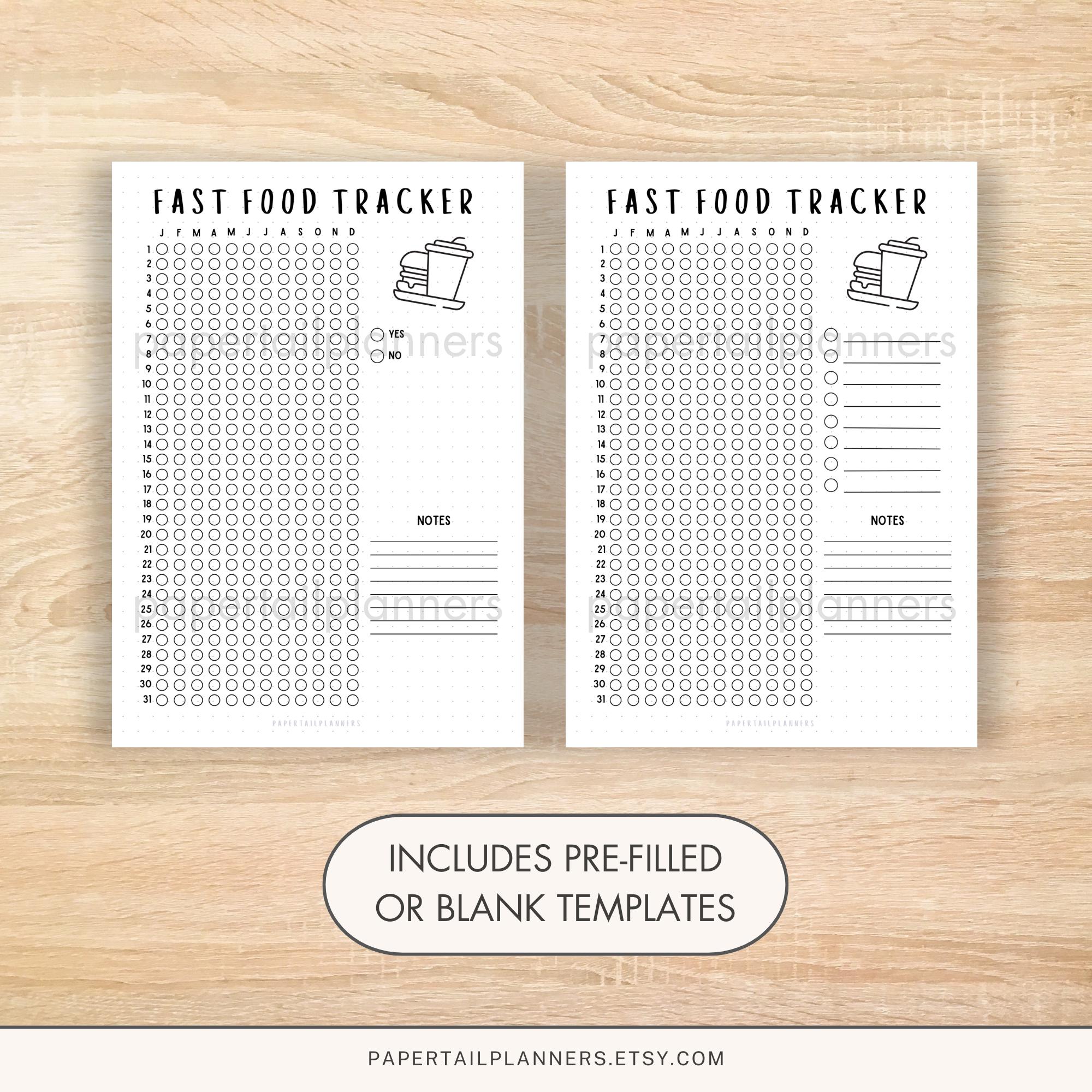 Fast Food Tracker | Printable Journal Page | Food Log | Eating Tracker ...