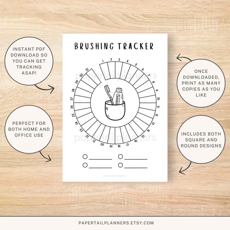 Teeth Brushing Tracker | Printable Journal Page | Dental Hygiene ...