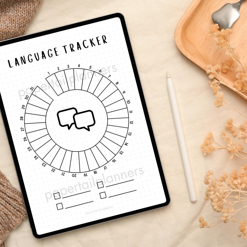 Language Tracker | Printable Journal Page | Monthly Tracker | Habit Tracker | Learning Language ...
