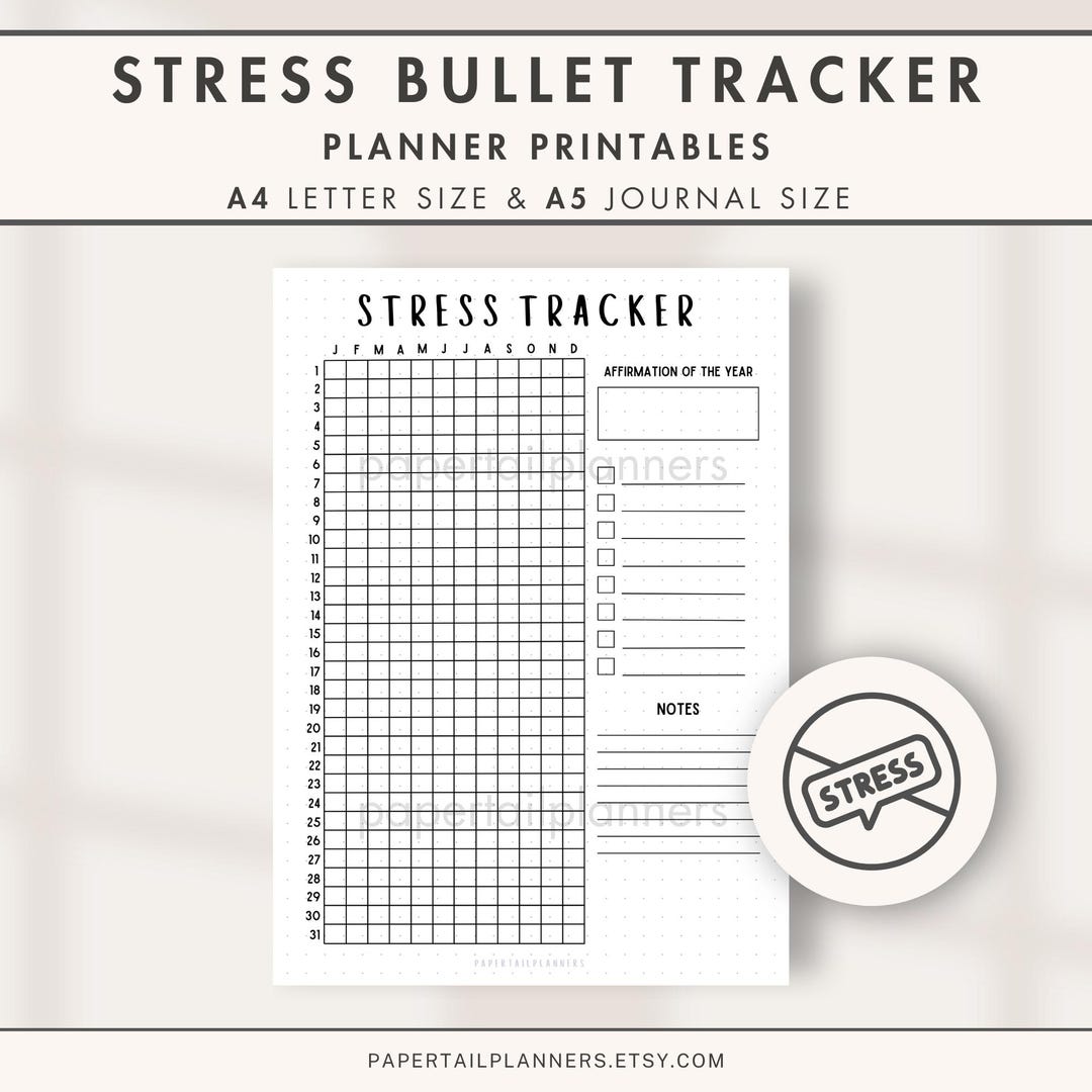 Stress Tracker Printable Journal Page Stress Log Habit Tracker Stress ...