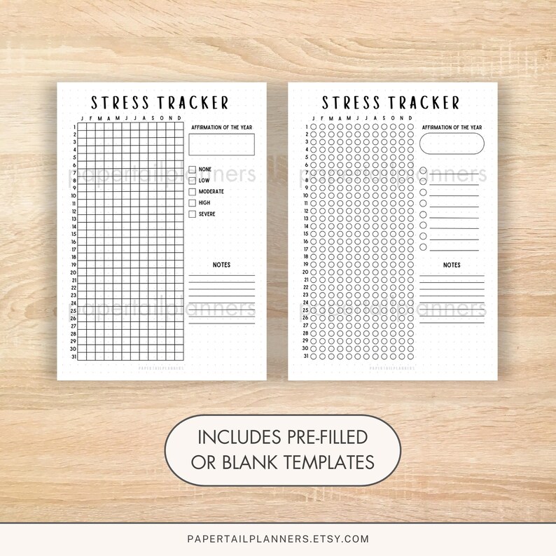 Stress Tracker Printable Journal Page Stress Log Habit Tracker Stress ...