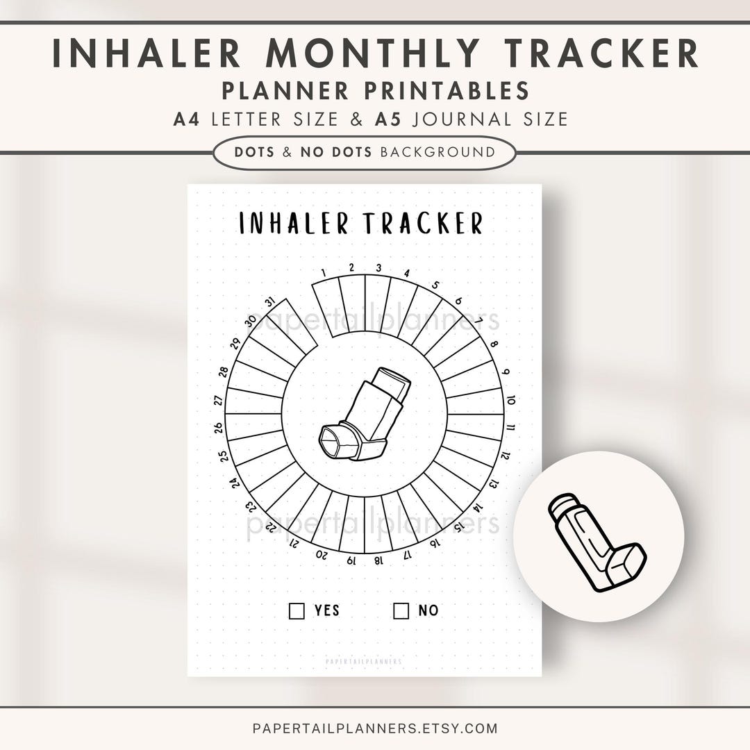 Inhaler Tracker | Printable Journal Page | Asthma Log | Health Tracker ...