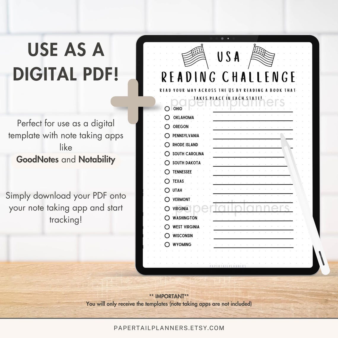 USA Reading Challenge Tracker | Printable Journal Page | Reading ...