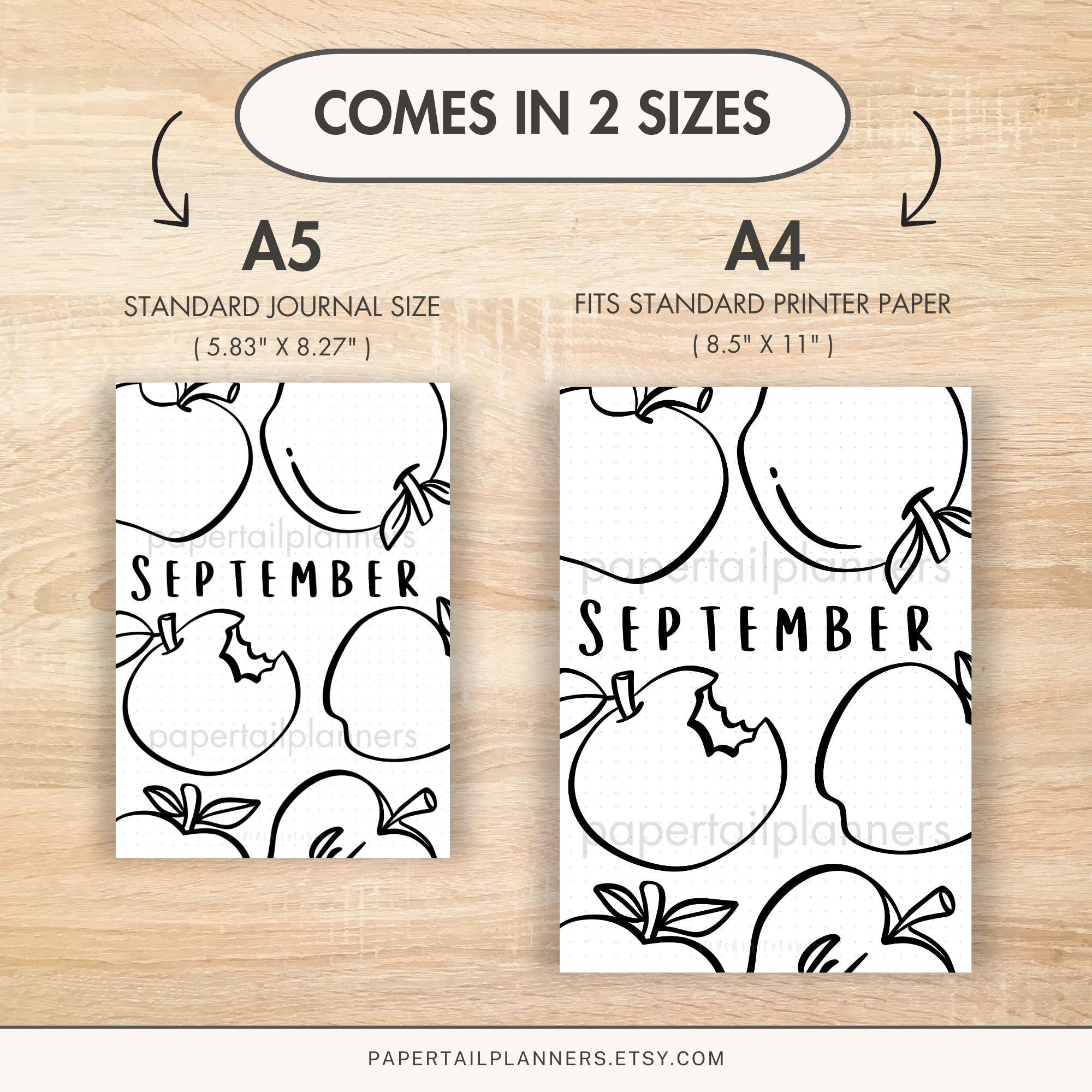September Apple Cover Page | Printable Journal Page | Monthly Cover ...
