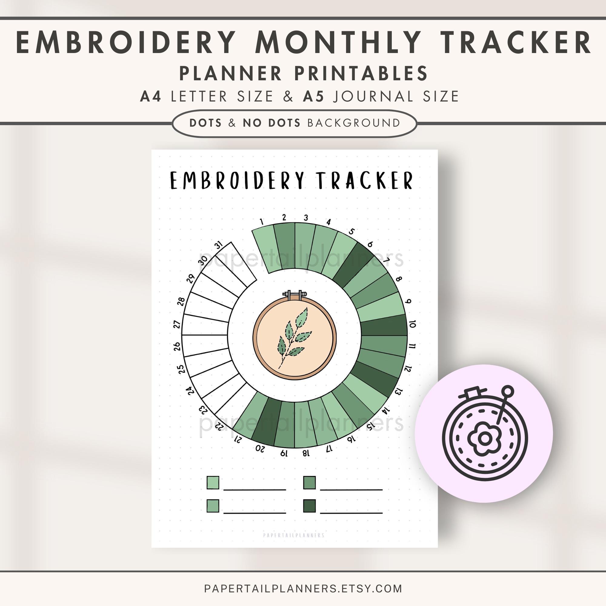 Embroidery Tracker | Printable Journal Page | Monthly Tracker | Habit ...